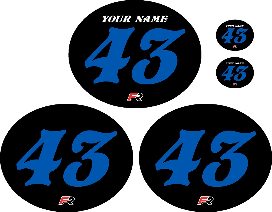Factory Ride Vintage Oval Number Plates - Black Backgrounds / Blue ...