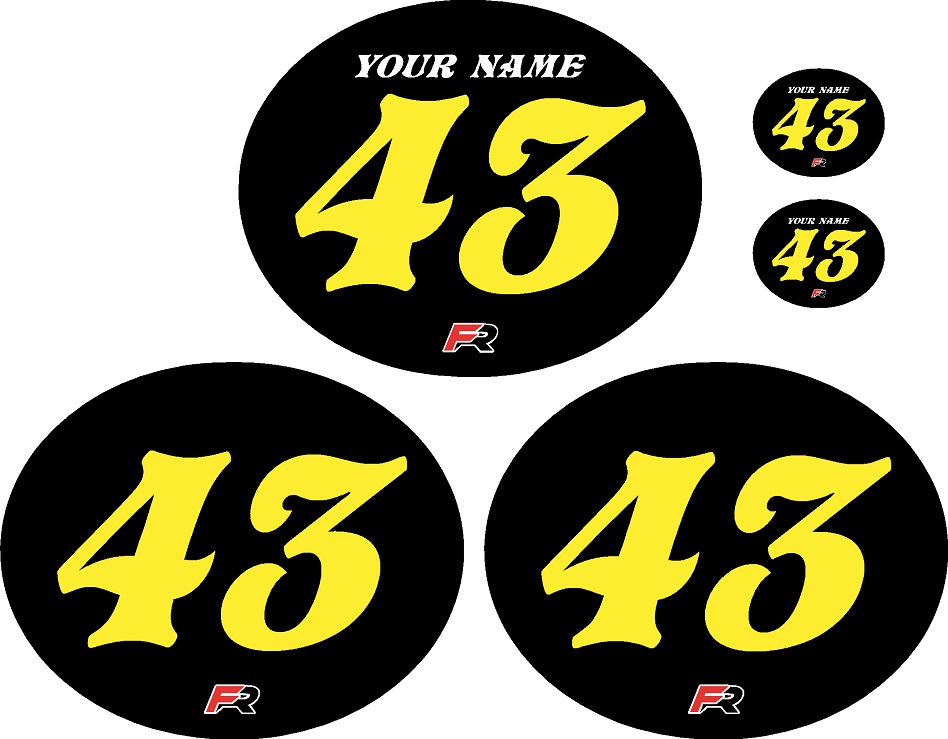 Factory Ride Vintage Oval Number Plates - Black Backgrounds / Bright ...