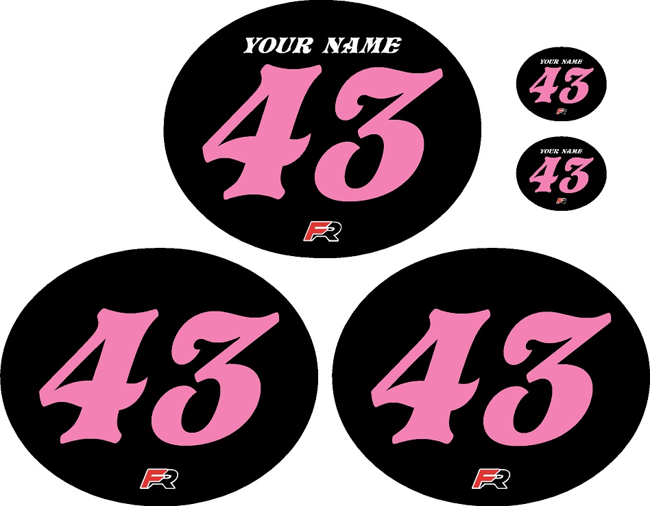 Factory Ride Vintage Oval Number Plates - Black Backgrounds / Pink ...