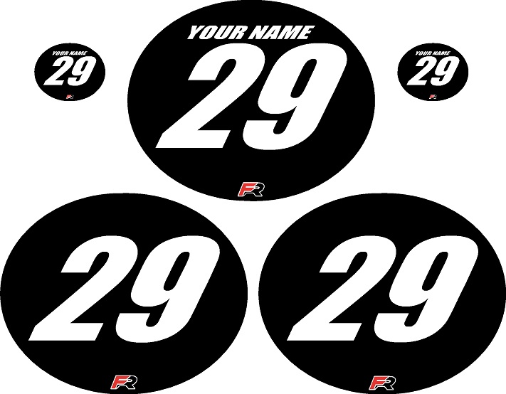 Factory Ride Vintage Oval Number Plates Black Backgrounds / White ...
