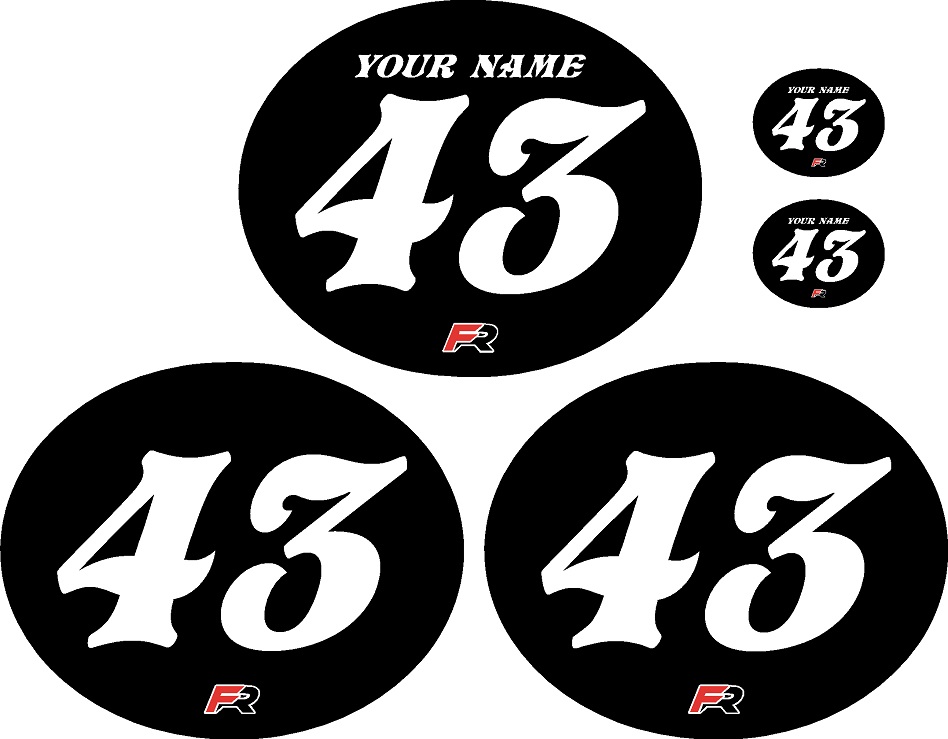 Factory Ride Vintage Oval Number Plates - Black Backgrounds / White ...
