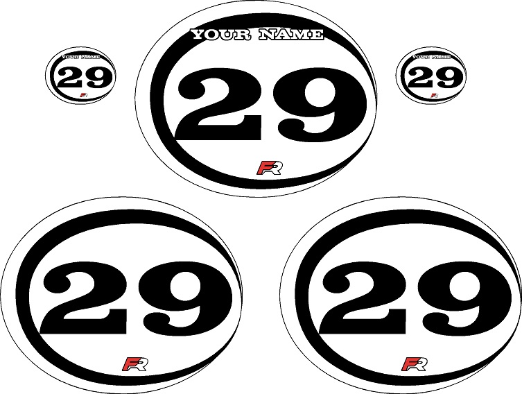 Factory Ride Vintage Oval Number Plates White Backgrounds-Black Border ...