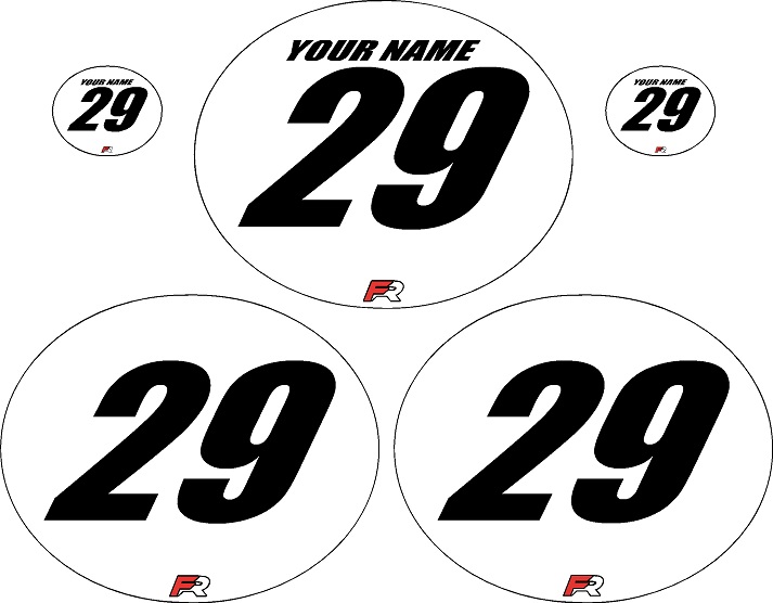 Factory Ride Vintage Oval Number Plates White Backgrounds / Black ...