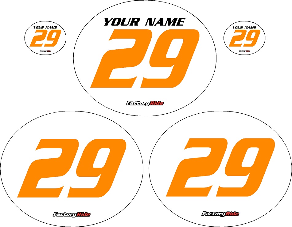 Factory Ride Vintage Oval Number Plates White Backgrounds / Orange ...
