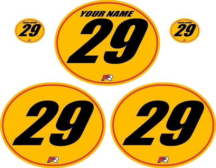 Factory Ride Vintage Oval Number Plates - Yellow backgrounds-Red ...