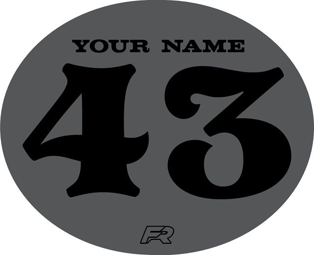 Oval Number Plates Dark Gray Backgrounds / Black Numbers