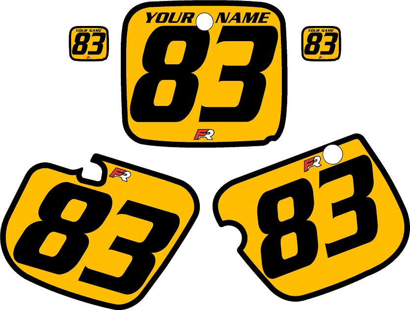 Yamaha YZ125 1983 Yellow Number Plates with Black Bold Pinstripe