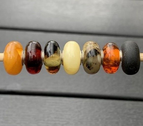 Amber Charm Beads [Fits Pandora charm bracelet].