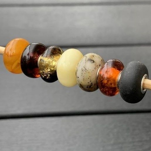 Amber Charm Beads [Fits Pandora charm bracelet].