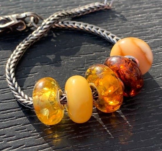 5 Pcs Wholesale Pandora Style Amber Charm Beads
