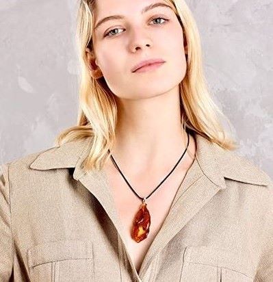 Baltic Amber Amulet Gift for Wellness. Baltic Amber Stone Pendant.