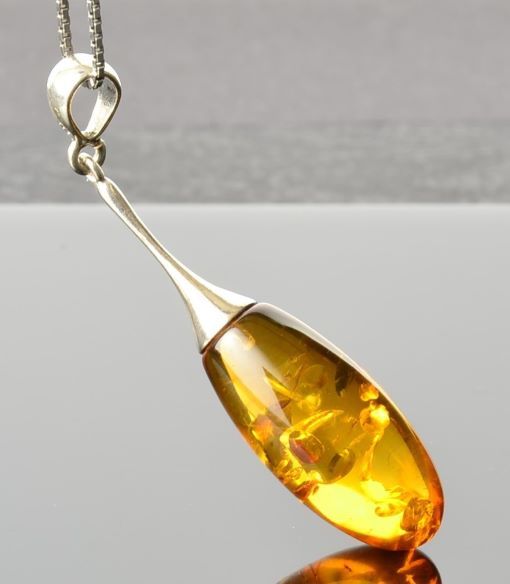 Luxurious Amber Silver Pendant. Baltic Amber Pendants.