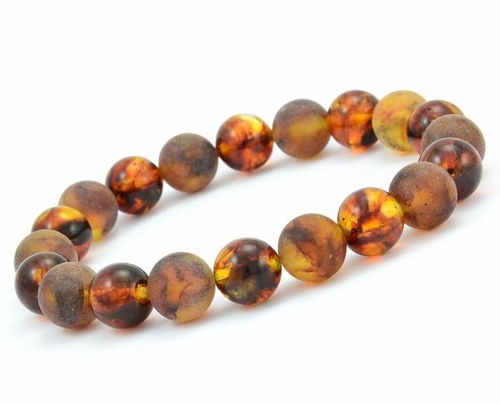 Amber Bracelet Made of Polished and Matte Baltic Amber.