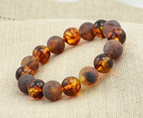 Amber Bracelet Made of Polished and Matte Baltic Amber.