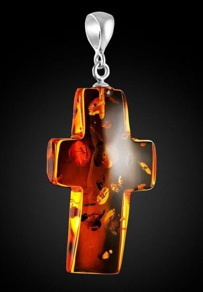 Baltic Amber Cross Pendants. Cross Shape Amber Pendants.