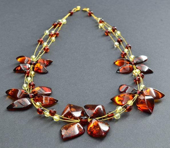 Beautiful Baltic Amber Flower Necklaces. Unique Amber Necklaces.
