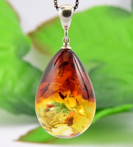 Large Baltic Amber Pendant Made of Precious Baltic Amber.