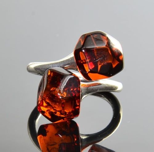 Baltic Amber Rings. Unique Cherry Amber Rings.