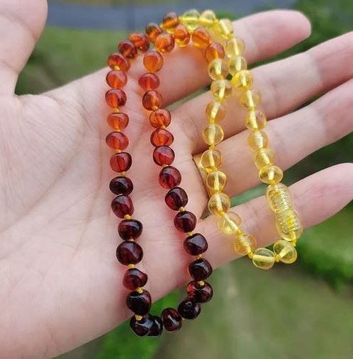 2 Matching Rainbow Baltic Amber Necklaces for Mom and Child.