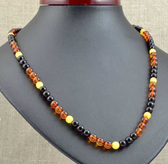 Stunning Men's Beaded Necklace Made of Amazing Baltic Amber.