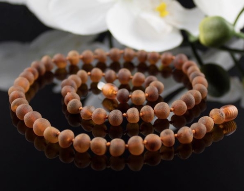 Raw Amber Necklace Made of Baroque Baltic Amber Beads.