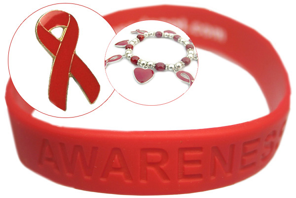 AIDS Awareness Month bracelet special! 100 red bracelets + free pins ...