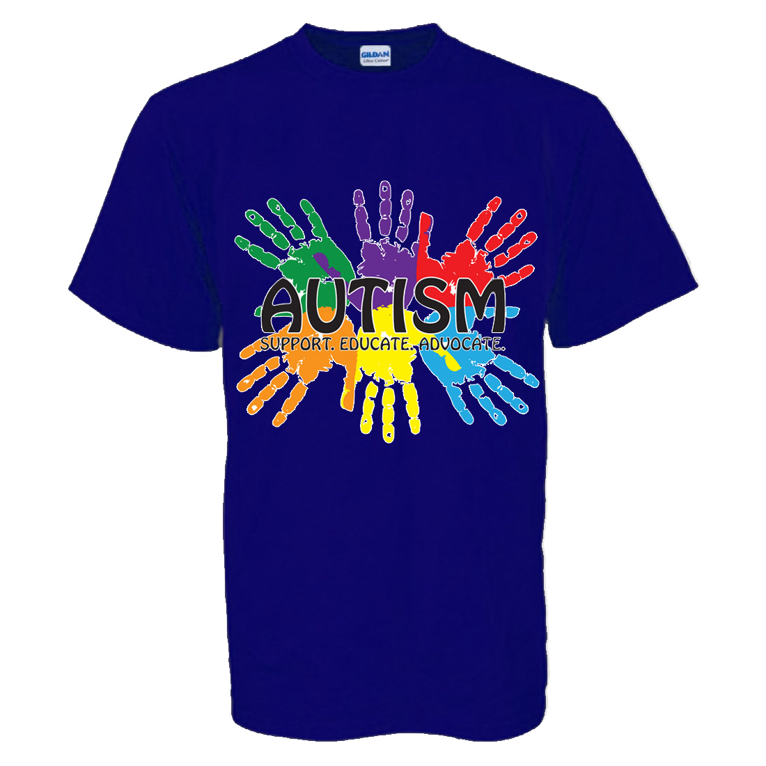 Blue Autism Awareness Adult Shirt "Autism Awareness: Support, Educate ...