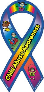 Child Abuse Awareness Static Ribbon Decal Small 2"x4" | AwarenessDepot.com