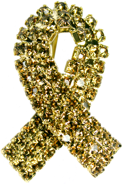 Childhood Cancer Gold Rhinestone Ribbon Pin|AwarenessDepot.com
