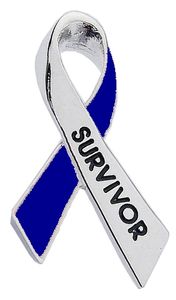 Colon Cancer Survivor Ribbon Pin - Dk. Blue|AwarenessDepot.com