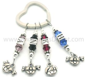 Custom Sterling Silver and Swarovski Crystal Mother's Keychain ...