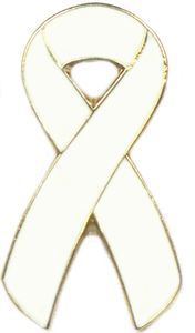Lung Cancer Ribbon Pin - White|AwarenessDepot.com