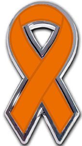 Multiple Sclerosis Ribbon Chrome Auto Emblem|AwarenessDepot.com