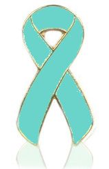 Ovarian Cancer Awareness Ribbon Pin - Teal|AwarenessDepot.com