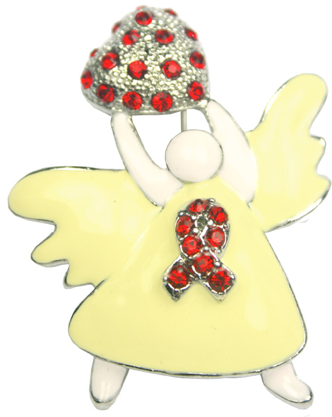 Rhinestone Angel Pin - Red|AwarenessDepot.com