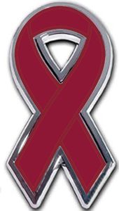 Sickle Cell Ribbon Chrome Auto Emblem|AwarenessDepot.com