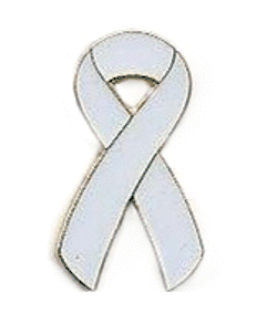 White Awareness Ribbon Pin|AwarenessDepot.com