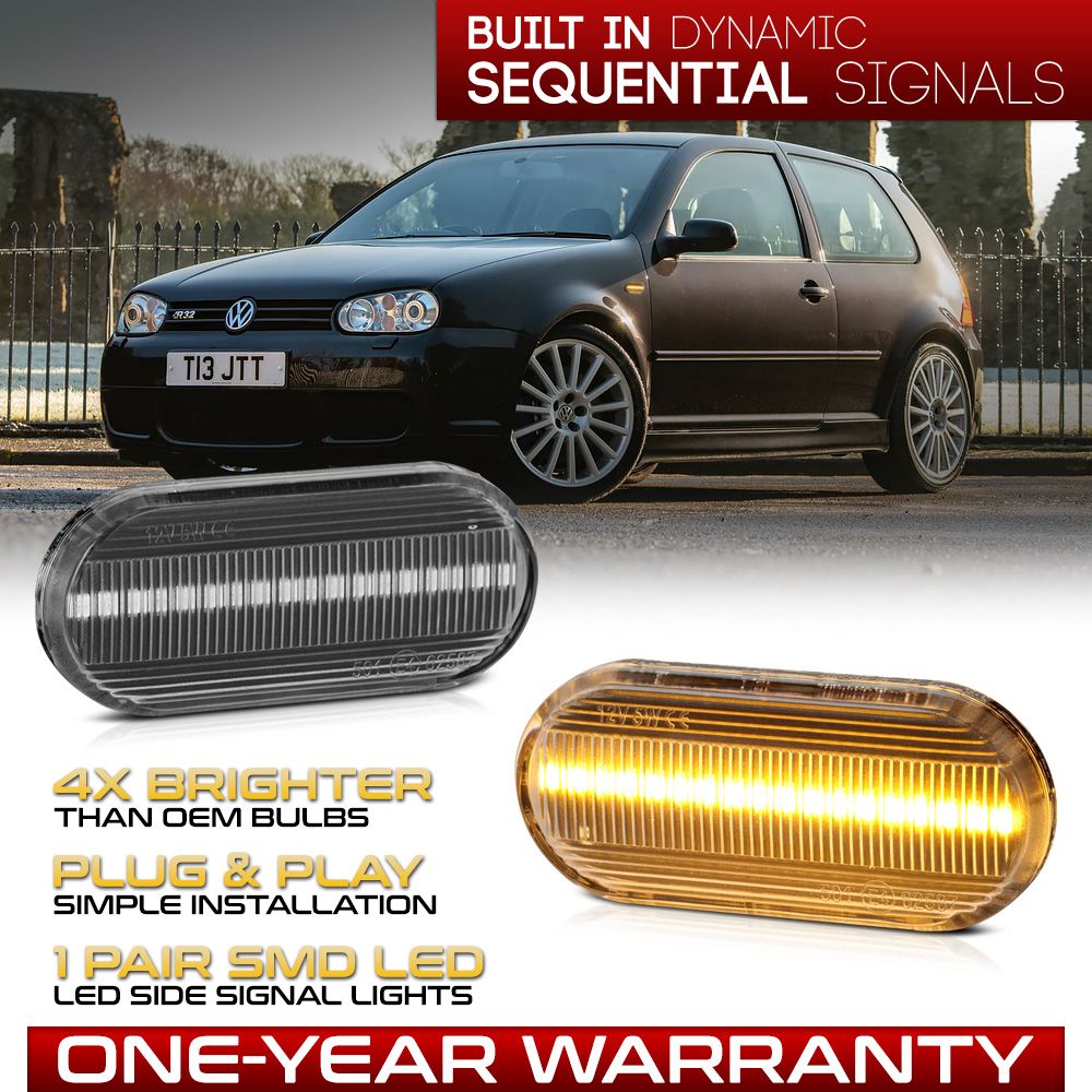 00-05 VW Jetta Passat Golf Sequential LED Side Marker Lights - Clear ...