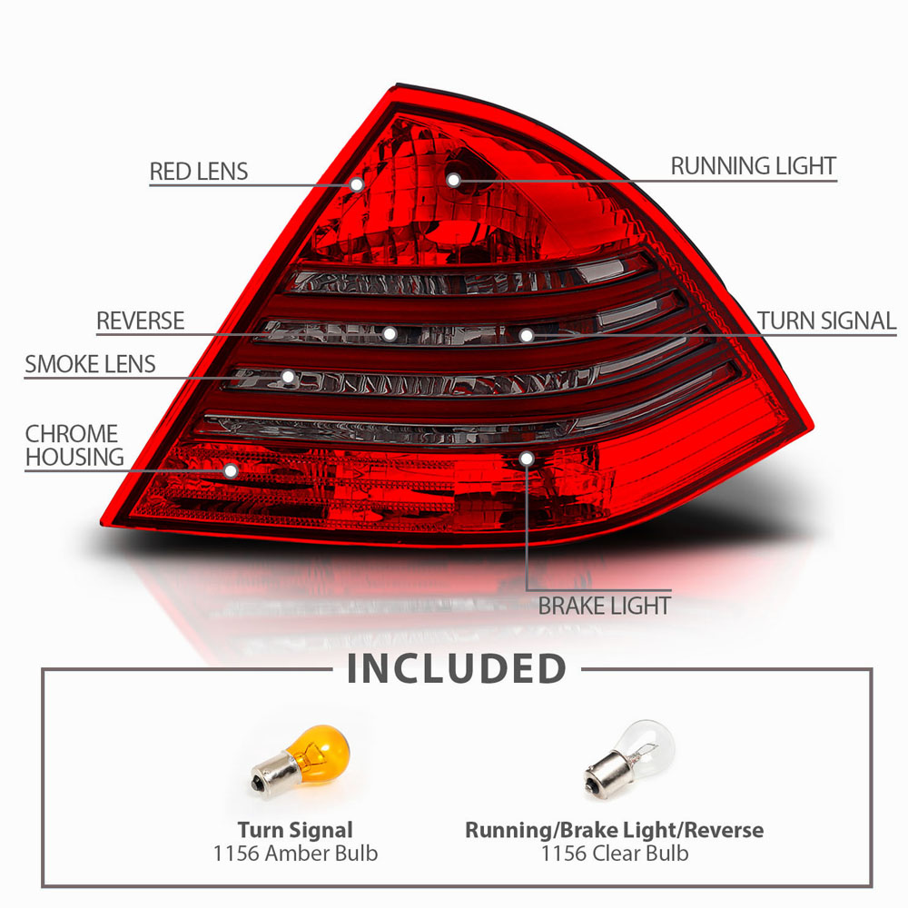 01-03 Mercedes Benz W203 C-Class Sedan Euro Altezza Tail Lights - Red / Smo