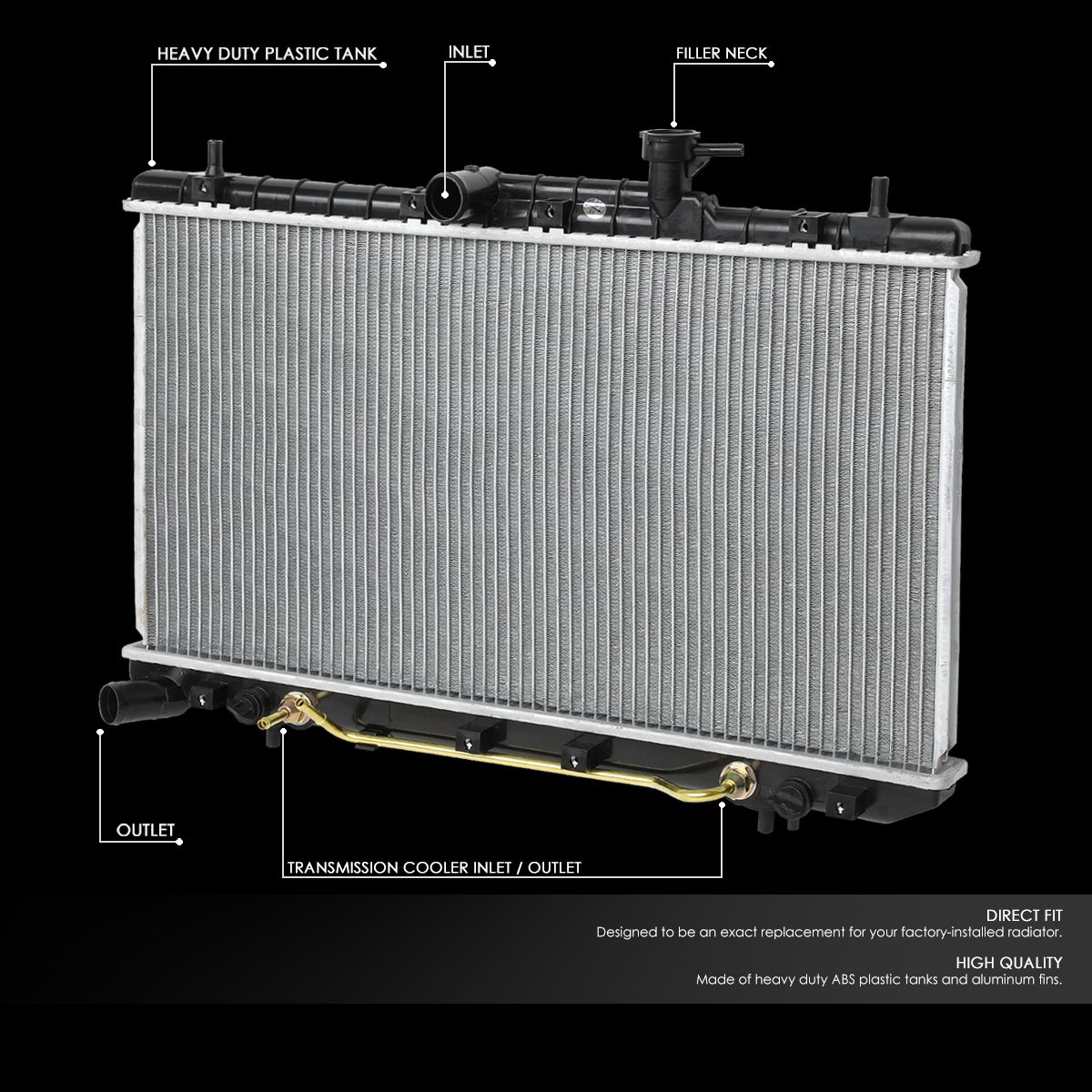 01-05 Hyundai Accent 1.6L AT Aluminum Core OE Replacement Radiator DPI ...