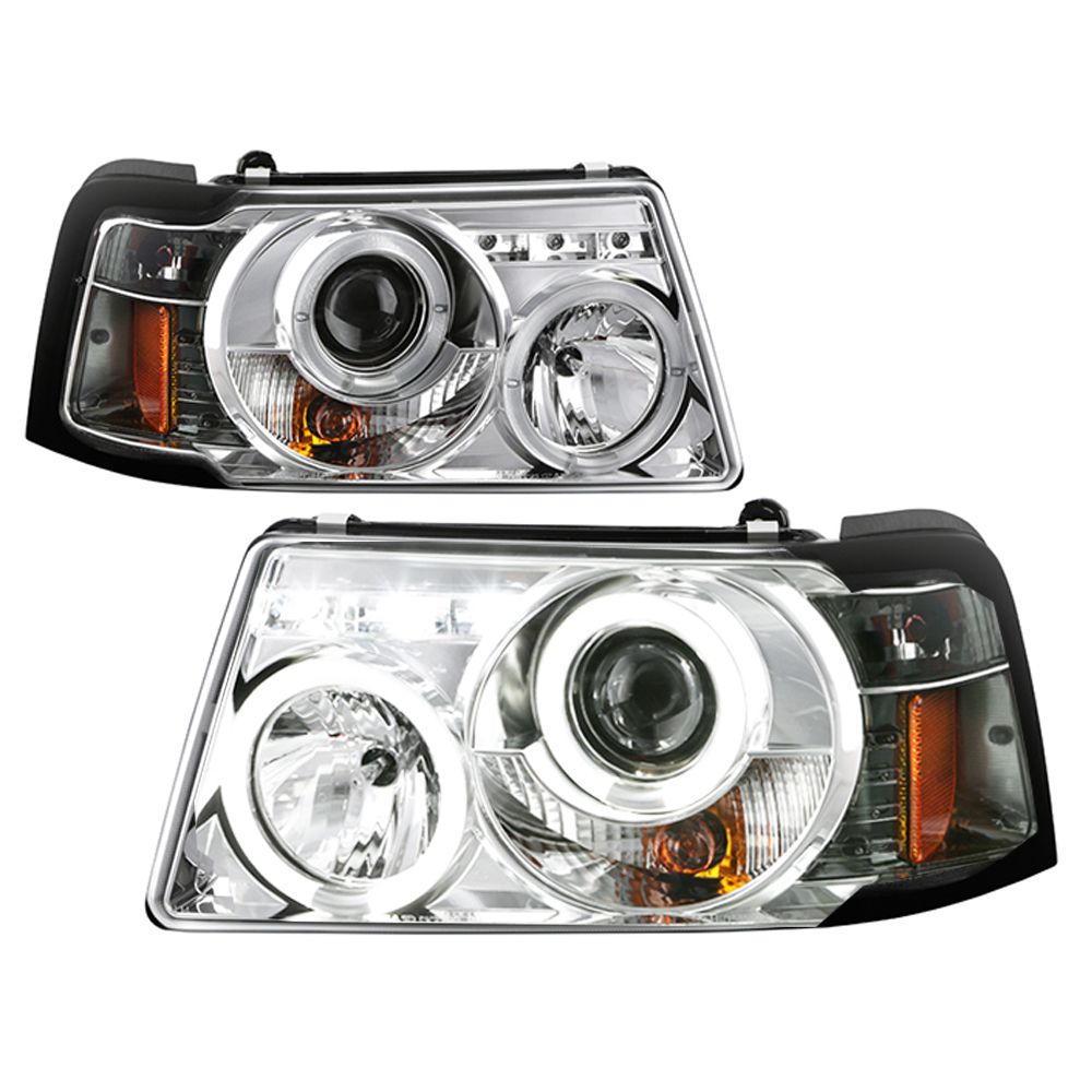 2001-2011 Ford Ranger Angel Eye Halo & LED Projector Headlights - Chrome