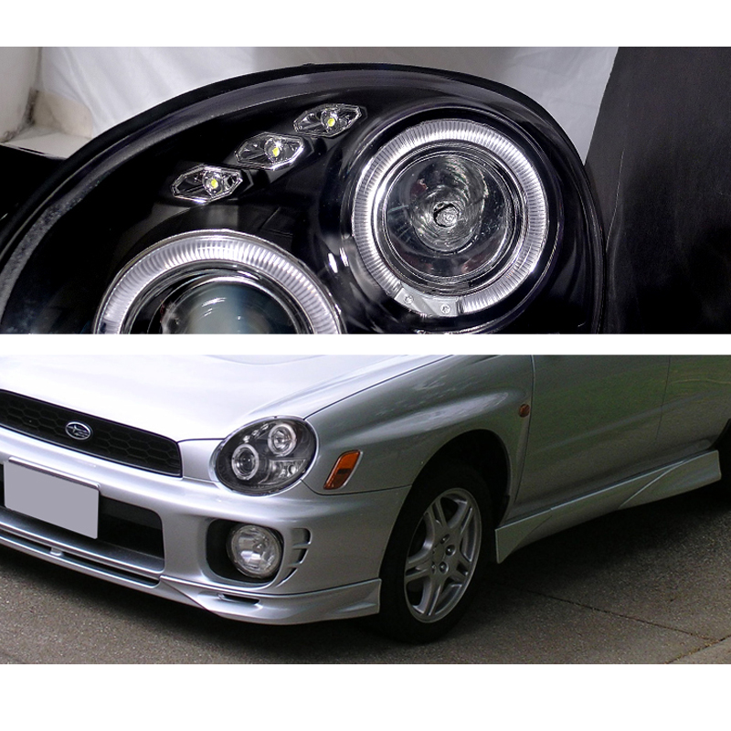 02-03 Subaru Impreza WRX / STI Dual Halo LED Projector Headlights - Chrome