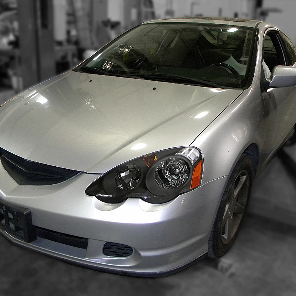 02-04 Acura RSX Dual LED Halo Projector Headlights - Black