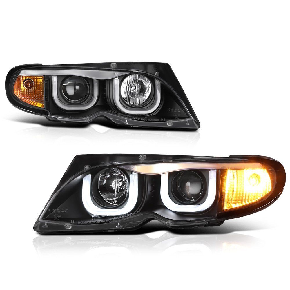 02-05 BMW 3-Series E46 4DR Sedan 3D DRL Projector Headlights - Black