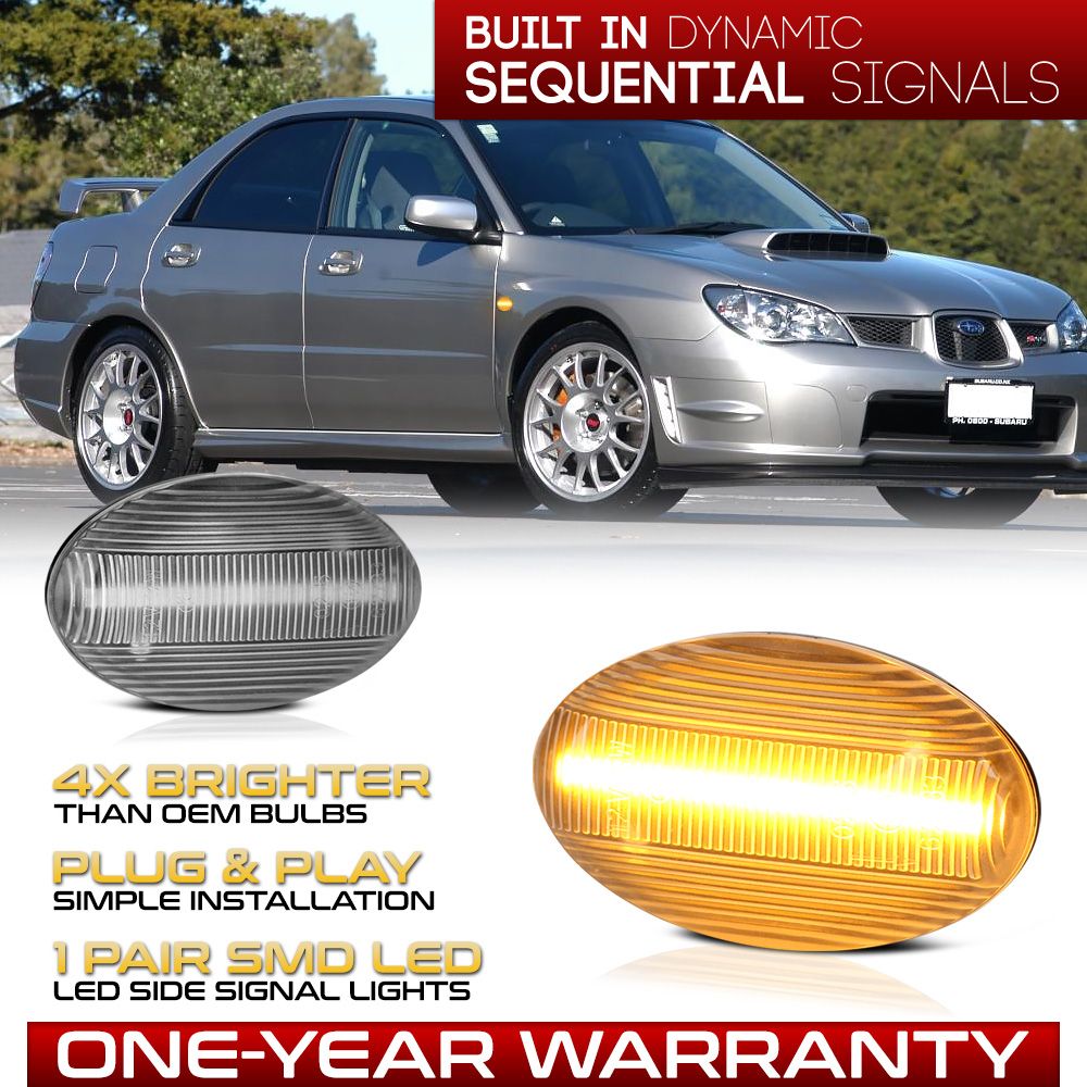 02-07 Subaru Impreza WRX Sti Sequential LED Side Marker Lights - Clear ...