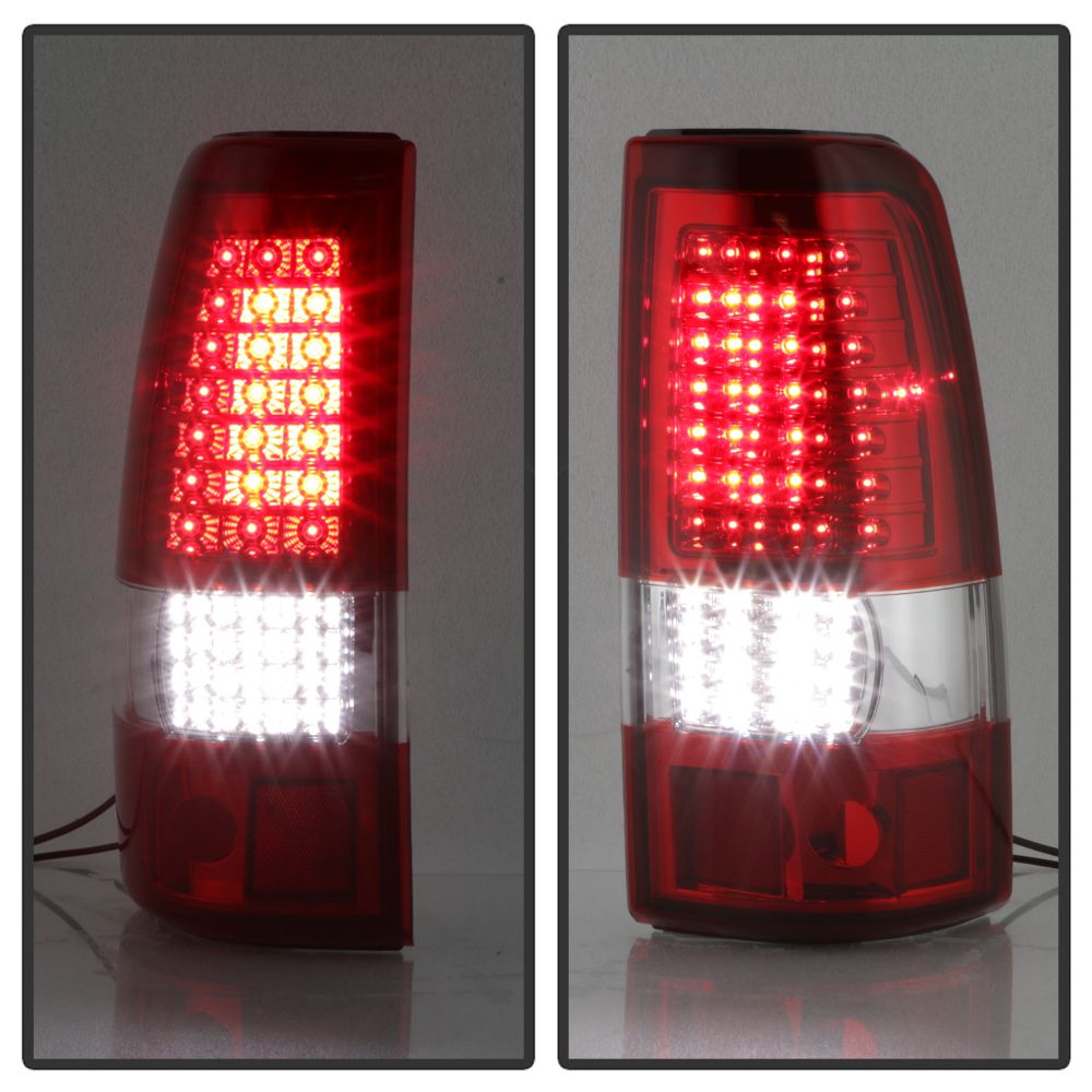 03-06 Chevy Silverado (Non Stepside) C Shape LED Tail Lights - Red Clear