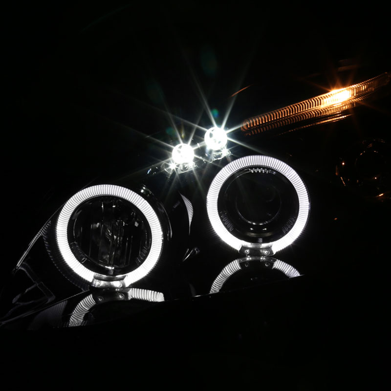 03-08 Toyota Corolla Angel Eye Halo & LED Projector Headlights - Gloss ...