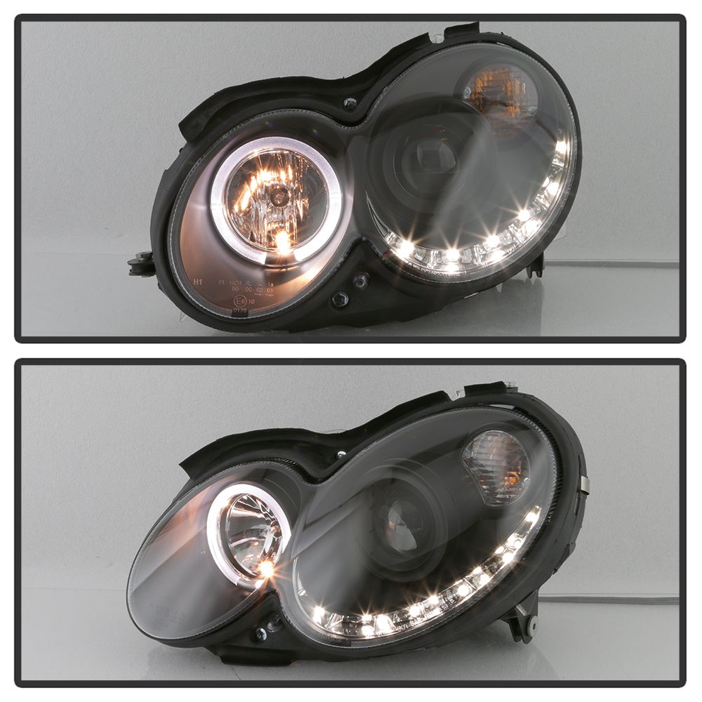 03-09 Mercedes Benz CLK-Class LED DRL Projector Headlights - Black