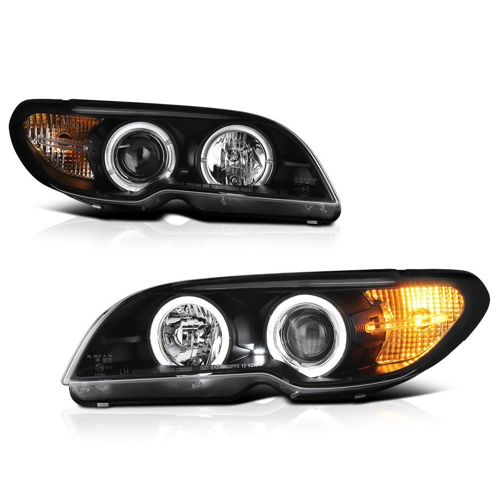 04 06 BMW E46 3 Series 2 Door Coupe Angel Eye Halo Projector Headlights Black