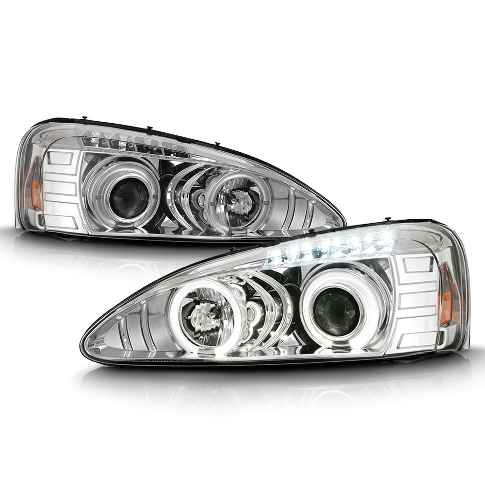 04-08 Pontiac Grand Prix Dual Angel Eye Halo & LED Strip Projector Headligh
